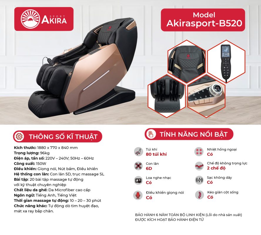 Ghế massage akirasport B520 – Akira