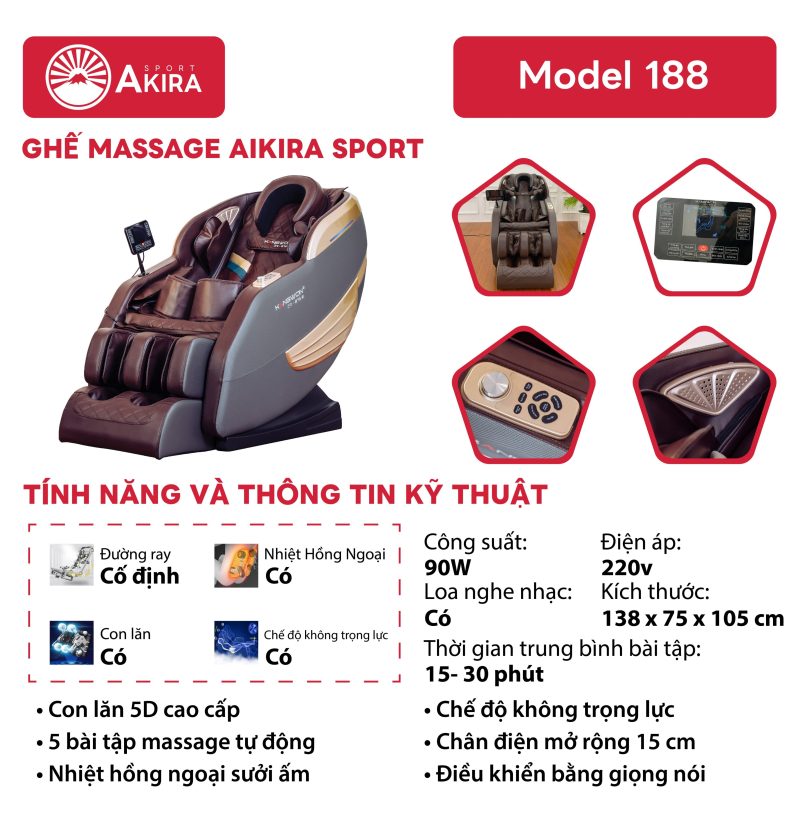 GHẾ MASSAGE AKIRASPORT-LX188 – Akira